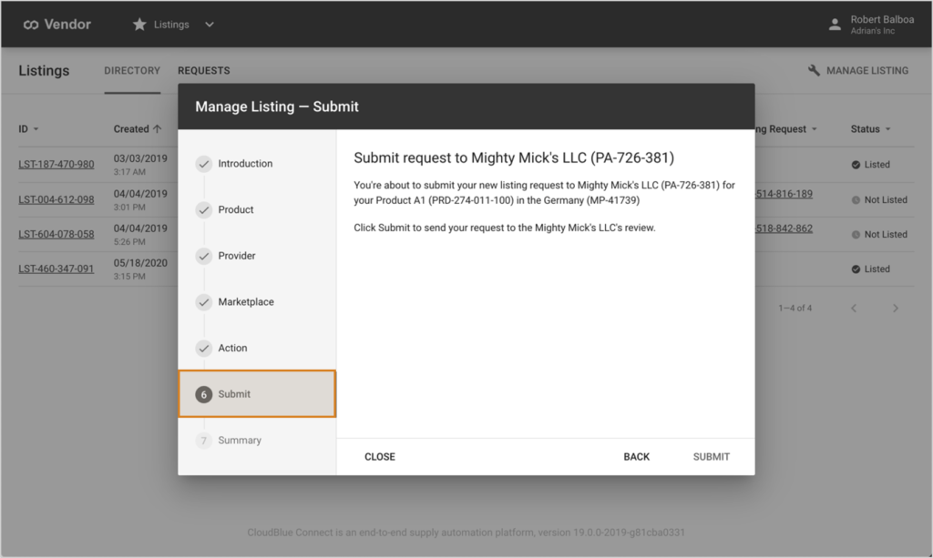 Listings - CloudBlue Connect