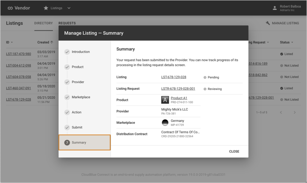 Listings - CloudBlue Connect