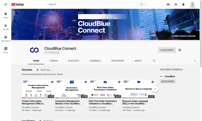 YouTube Channel - CloudBlue Connect