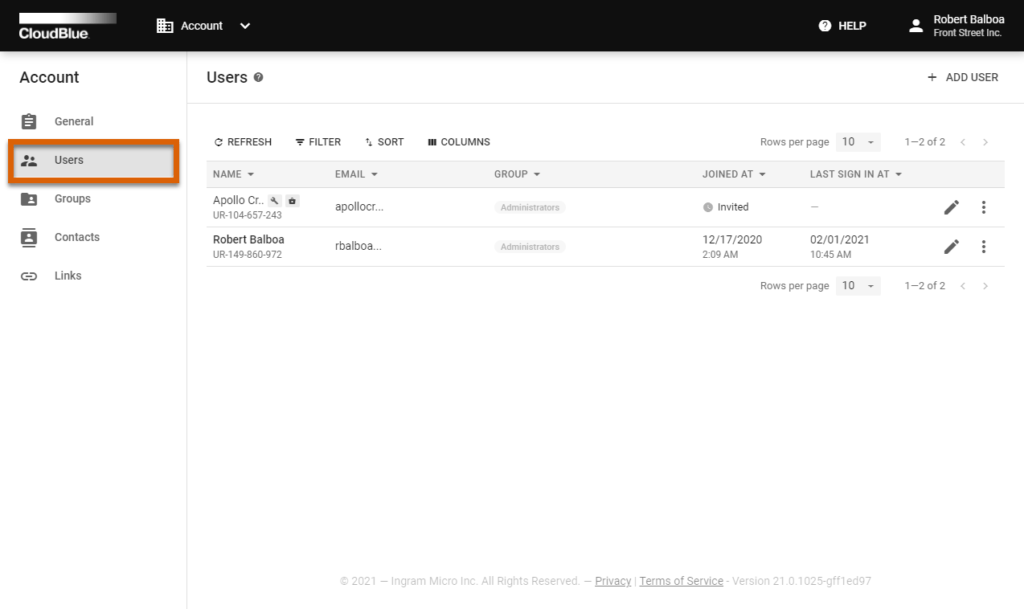 Account - CloudBlue Connect