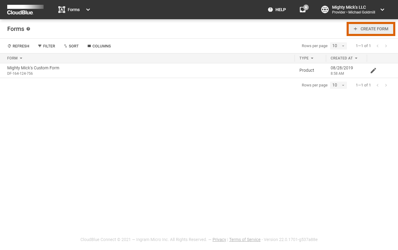 Forms - CloudBlue Connect