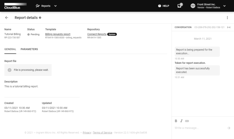 Reports Interface - CloudBlue Connect