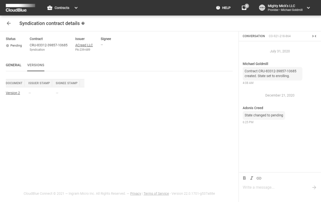 Syndication Contracts - CloudBlue Connect