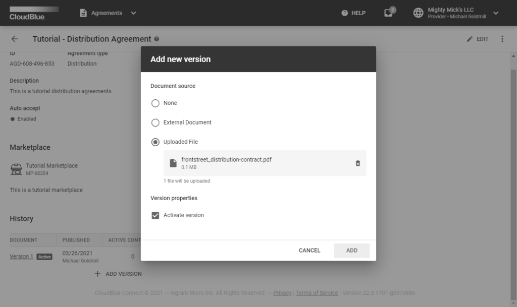 Distribution Agreements - CloudBlue Connect