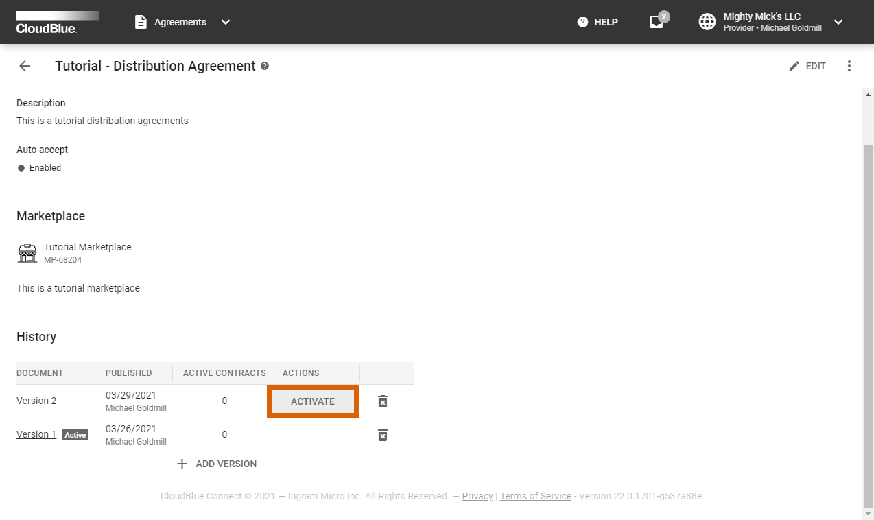 Distribution Agreements - CloudBlue Connect