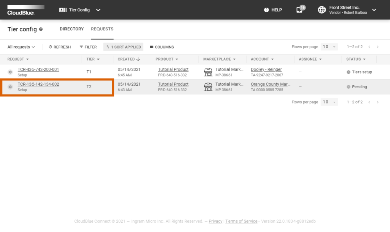 Tier Config Interface - CloudBlue Connect