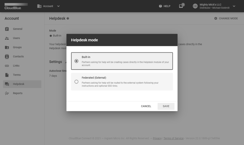 Helpdesk - CloudBlue Connect