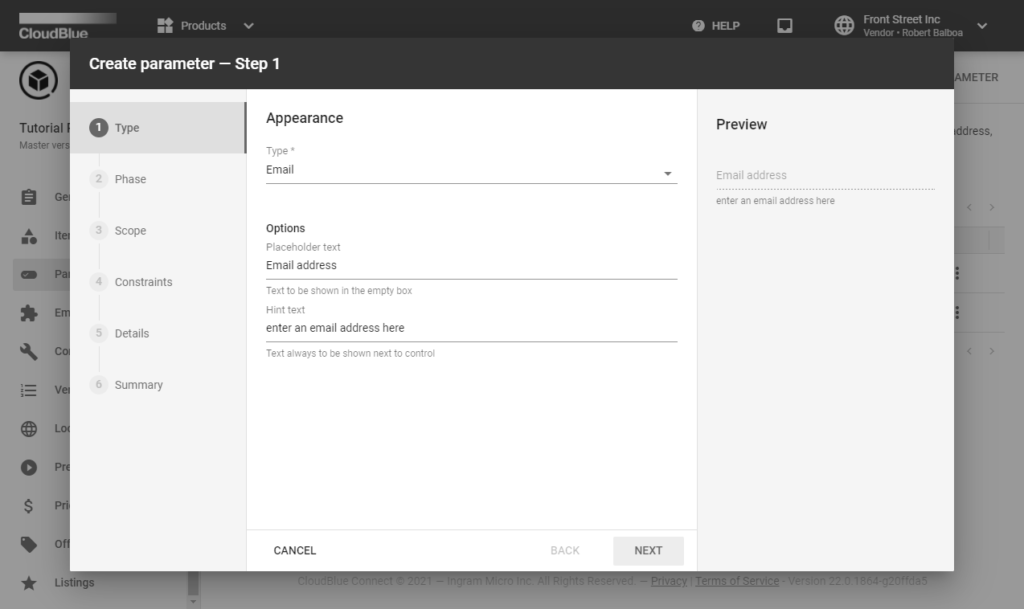 Parameters - CloudBlue Connect