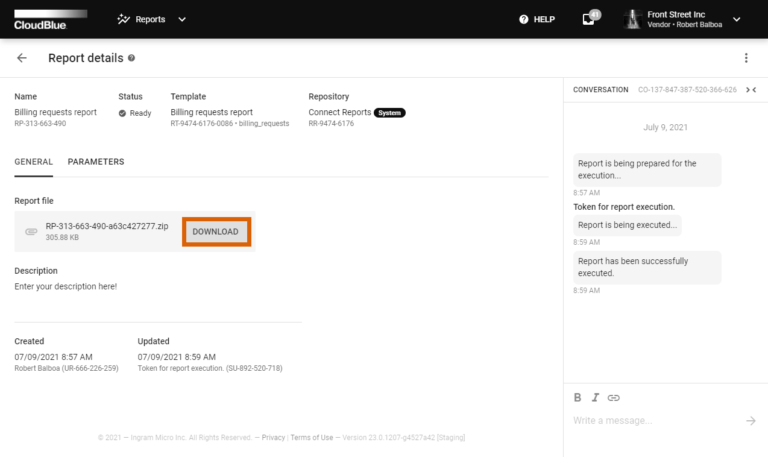 Reports Interface - CloudBlue Connect