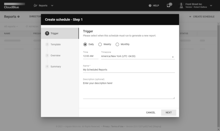 Reports Interface - CloudBlue Connect