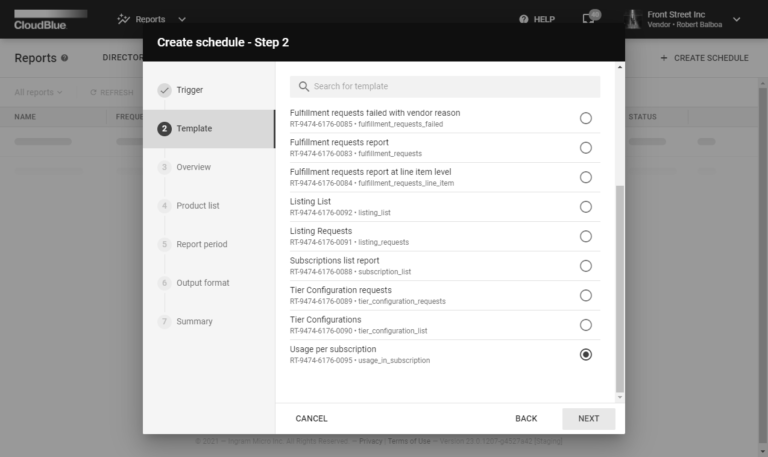 Reports Interface - CloudBlue Connect