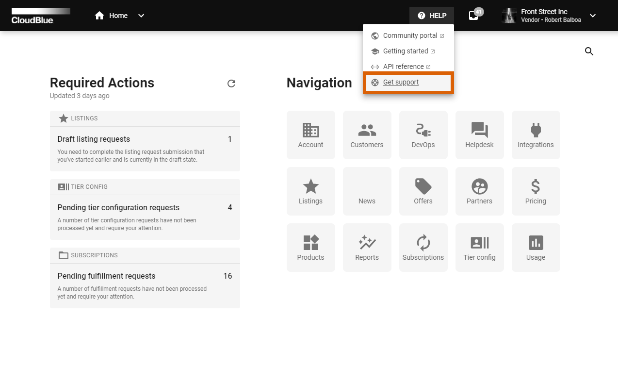 Contact Support - CloudBlue Connect