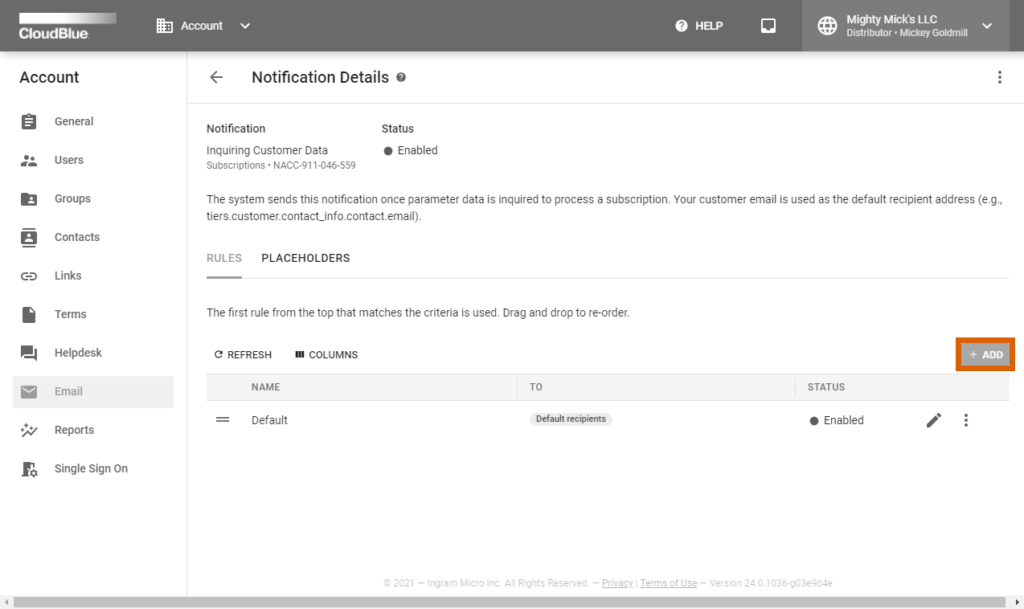 Email Notifications - CloudBlue Connect