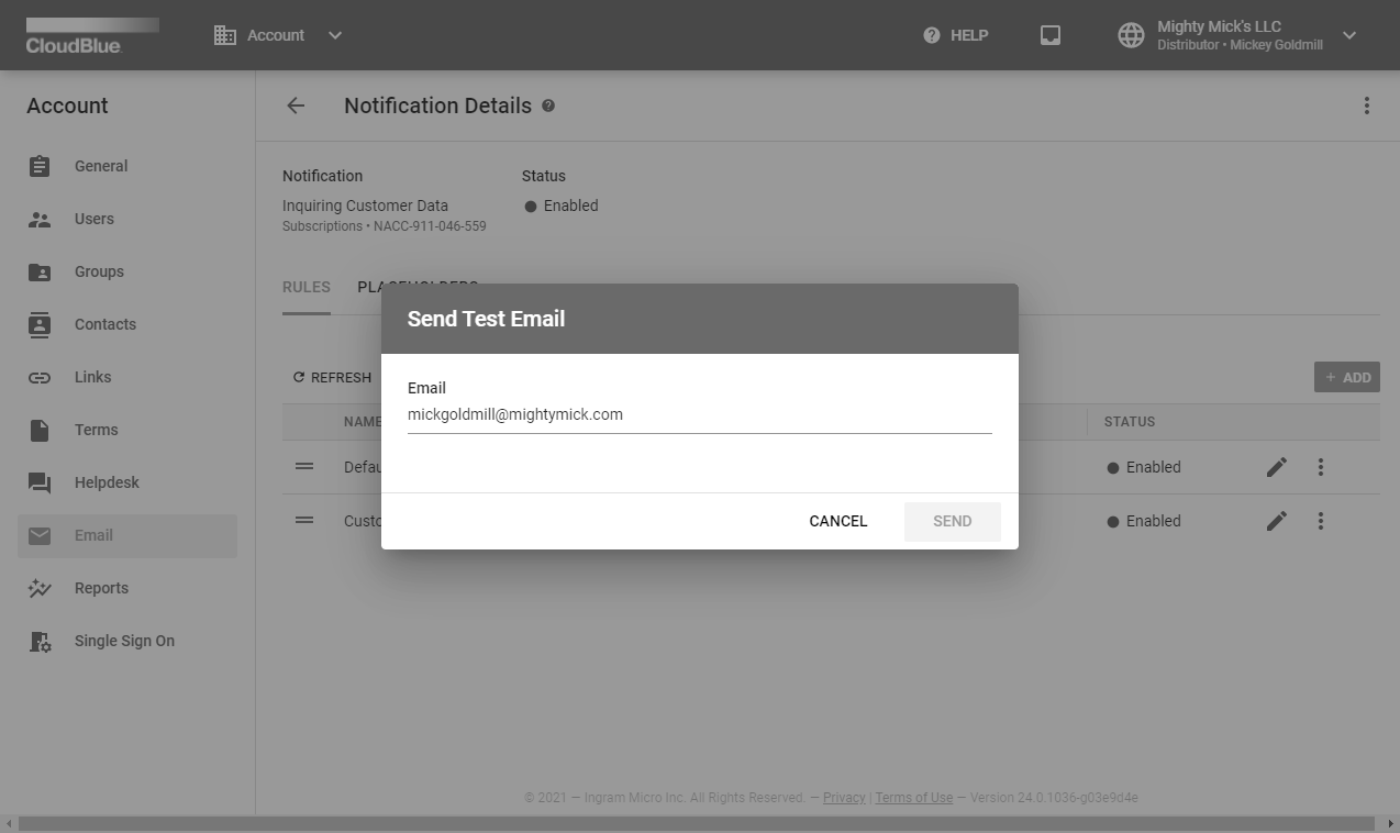 Email Notifications - CloudBlue Connect