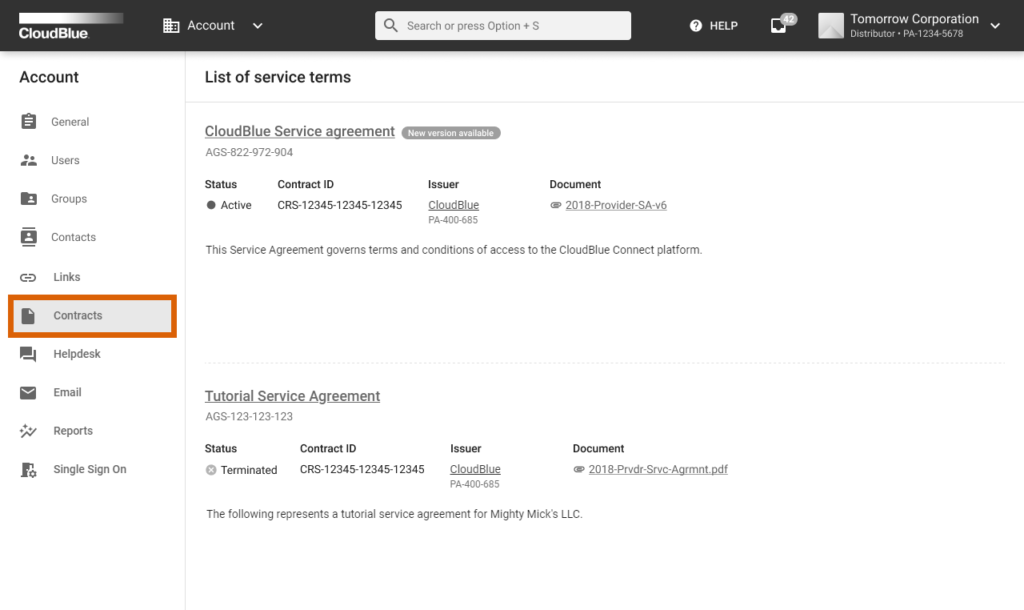 Contracts - CloudBlue Connect