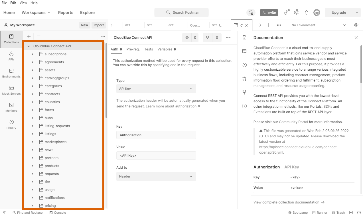 Postman - CloudBlue Connect
