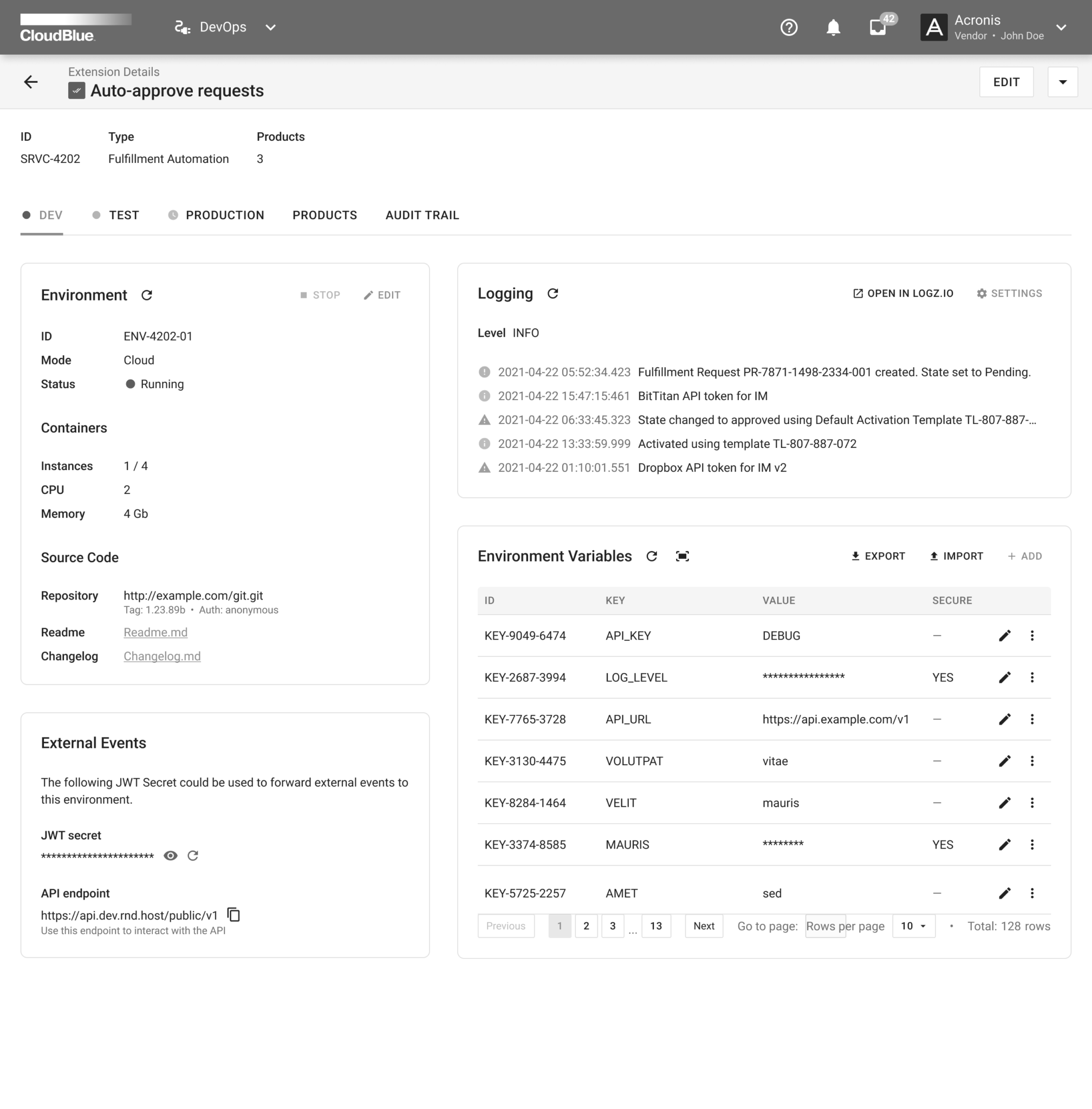 DevOps Interface - CloudBlue Connect