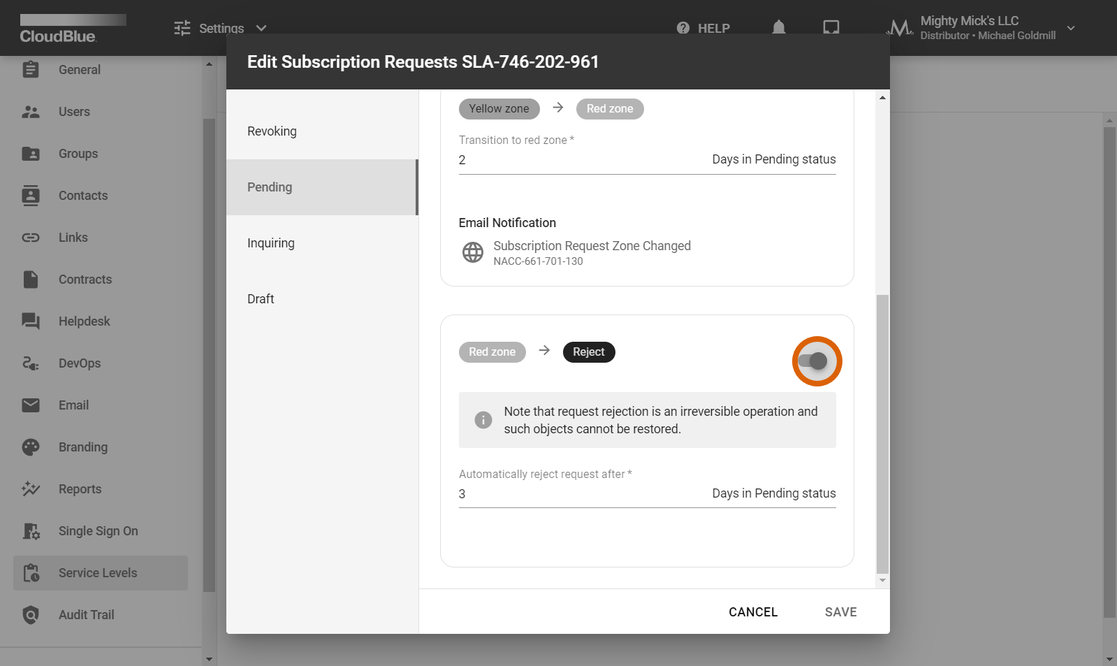 SLM Interface - CloudBlue Connect