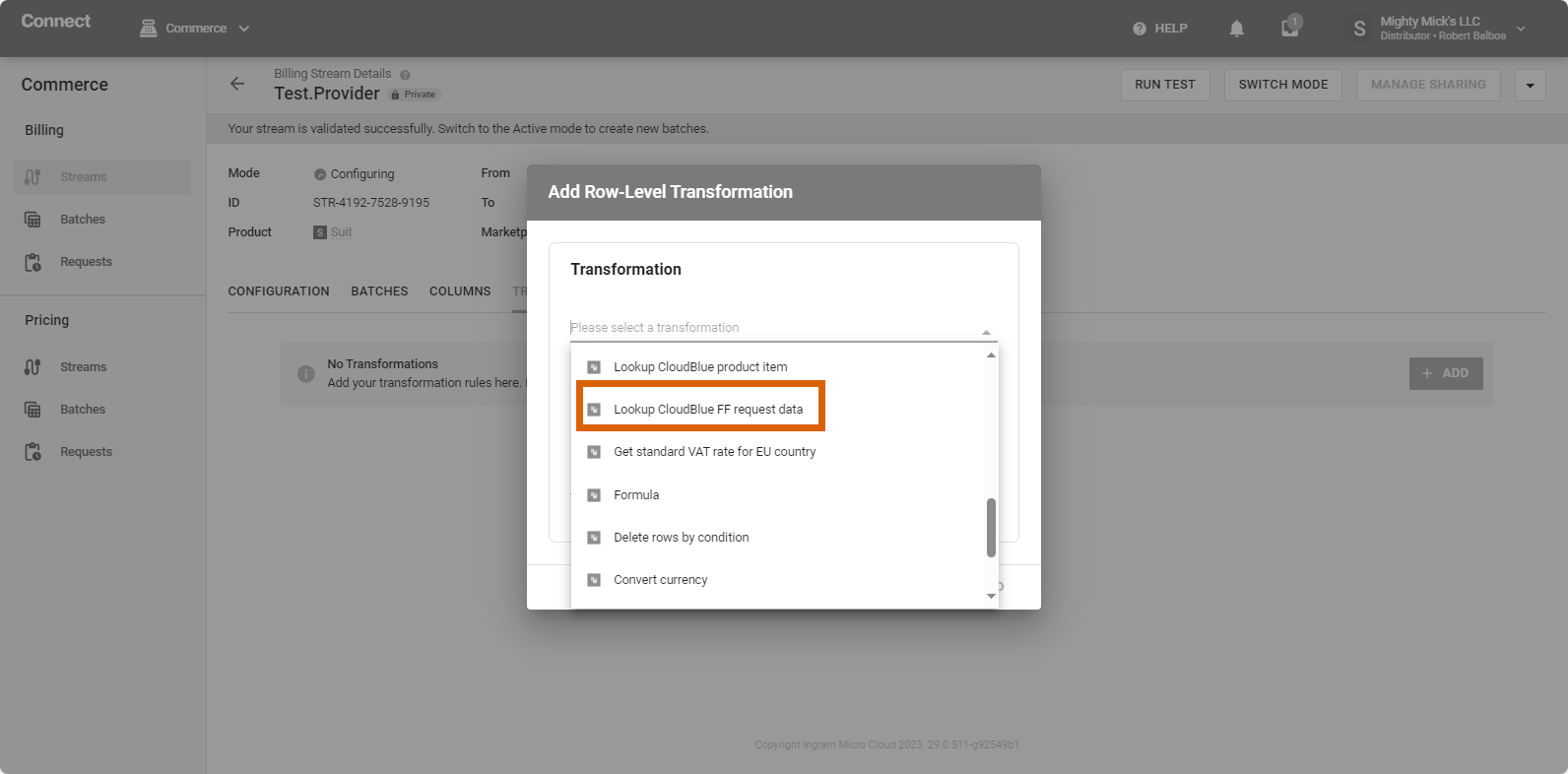 Transformation Operations - CloudBlue Connect