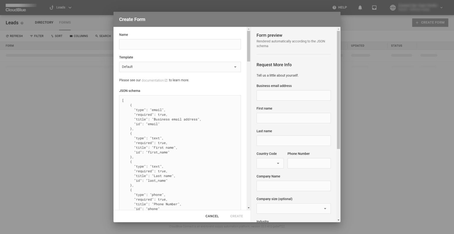Forms - CloudBlue Connect
